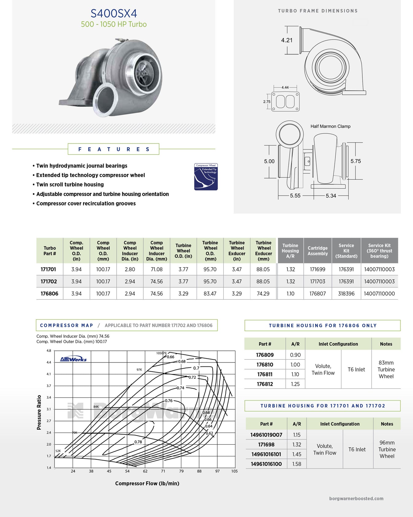 NEW OEM BorgWarner S400S062 Upgrade Turbo Detroit Diesel 171702 ...